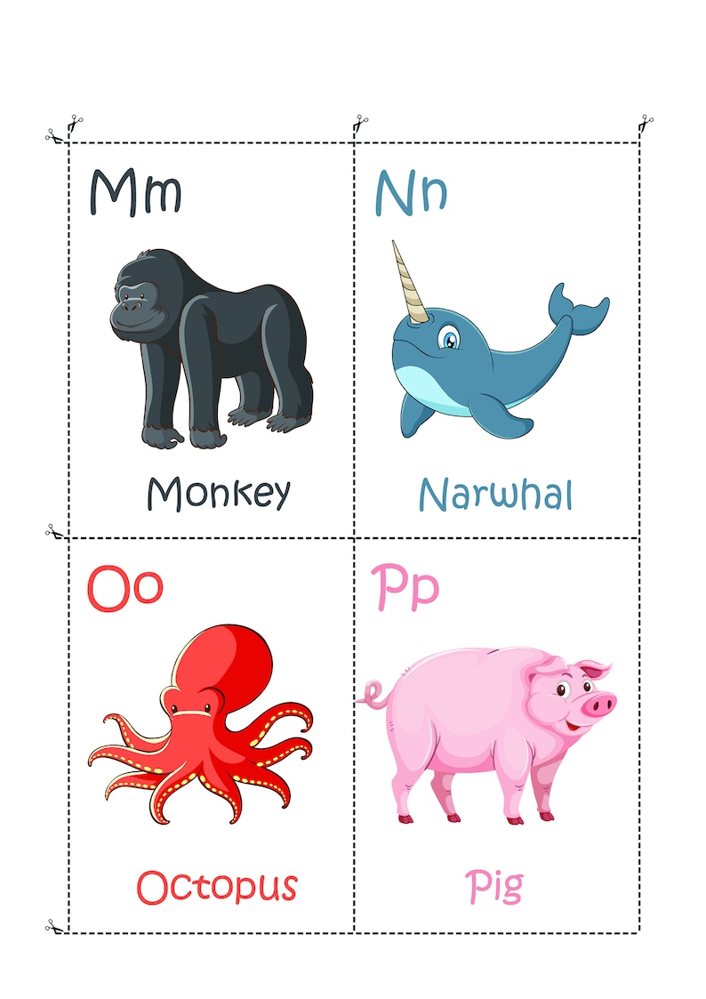 Animal and Alphabet Flashcards Preschool Printables - Etsy