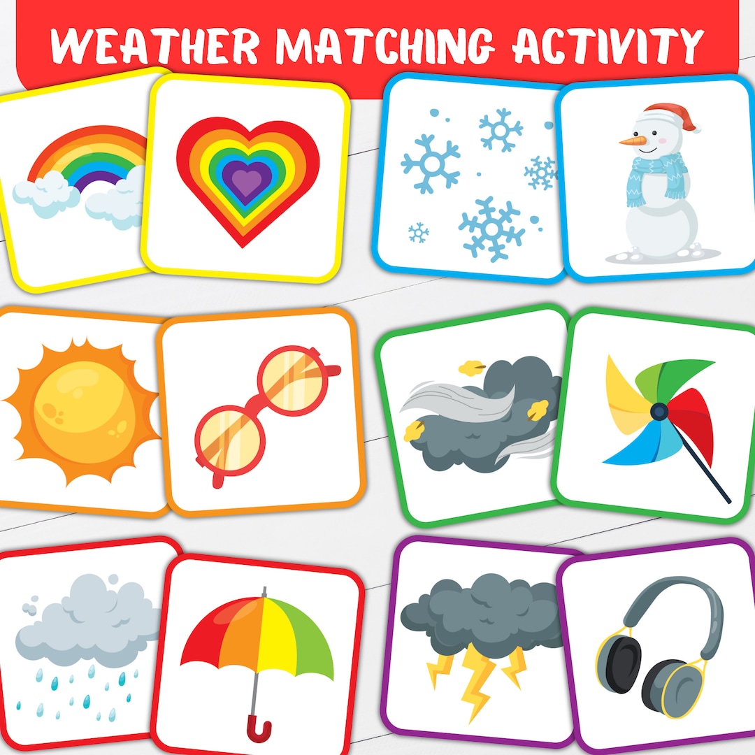 Weather Matching | Montessori Flashcards | Educational Card ...