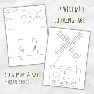 2D Windmill Coloring Pages Holland Home Decor Printable Painting ...