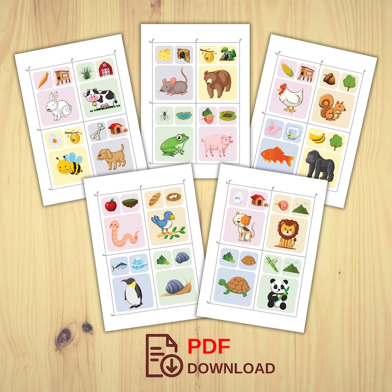 20 Animal Food Houses | Animal Flashcards | Montessori Flash Cards ...
