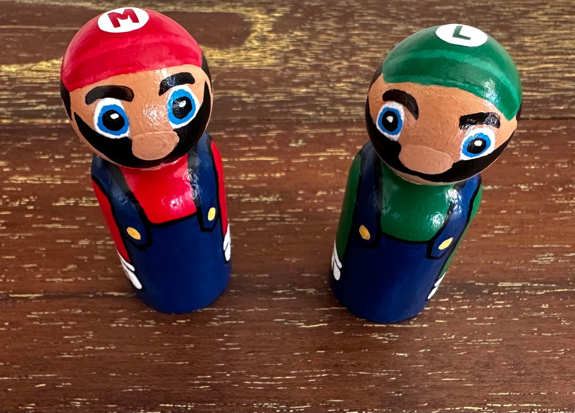 Mario Bros. Peg Doll Set - Etsy