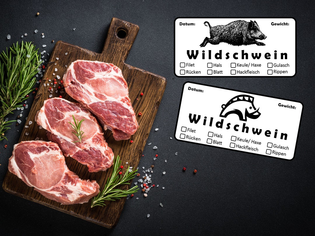 WILD BOAR STICKER Venison Wild Label Hunting Meat Kitchen Self-catering ...