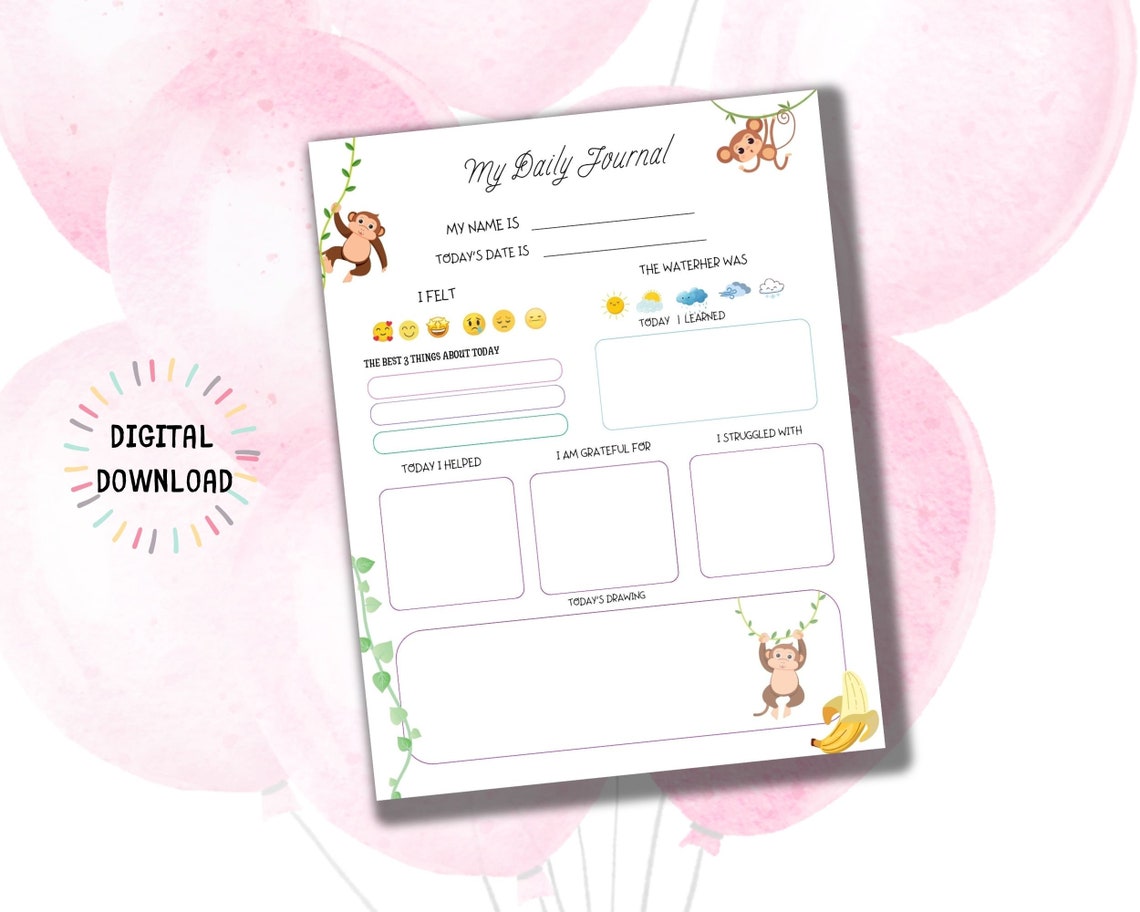 Kids Daily Journal Printable-journal for Kids diary for Children kids ...