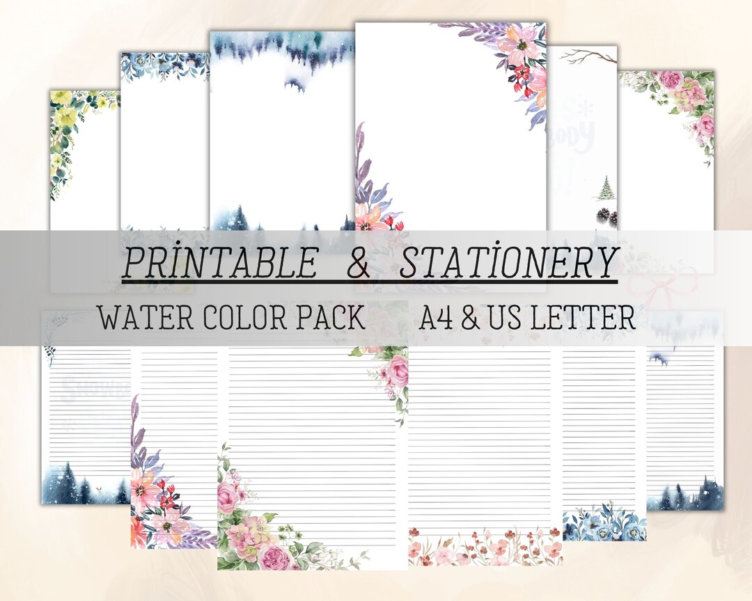 Floral Stationery Printable Lined Paper Floral Paper Pink Floral Papers ...