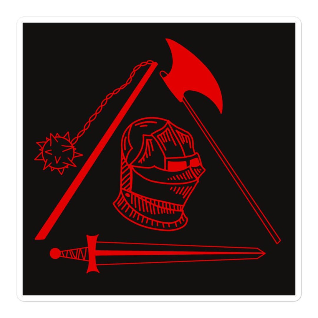 Illustrated Axe, Sword, and Flail Sticker With British Helmet - History ...