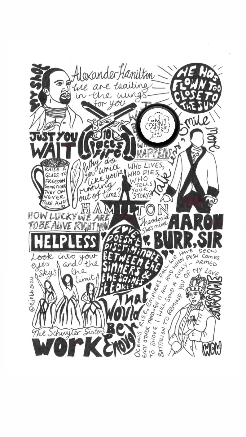 Hamilton Lyric Sketch Print: Musical Theatre Fan Art - Etsy