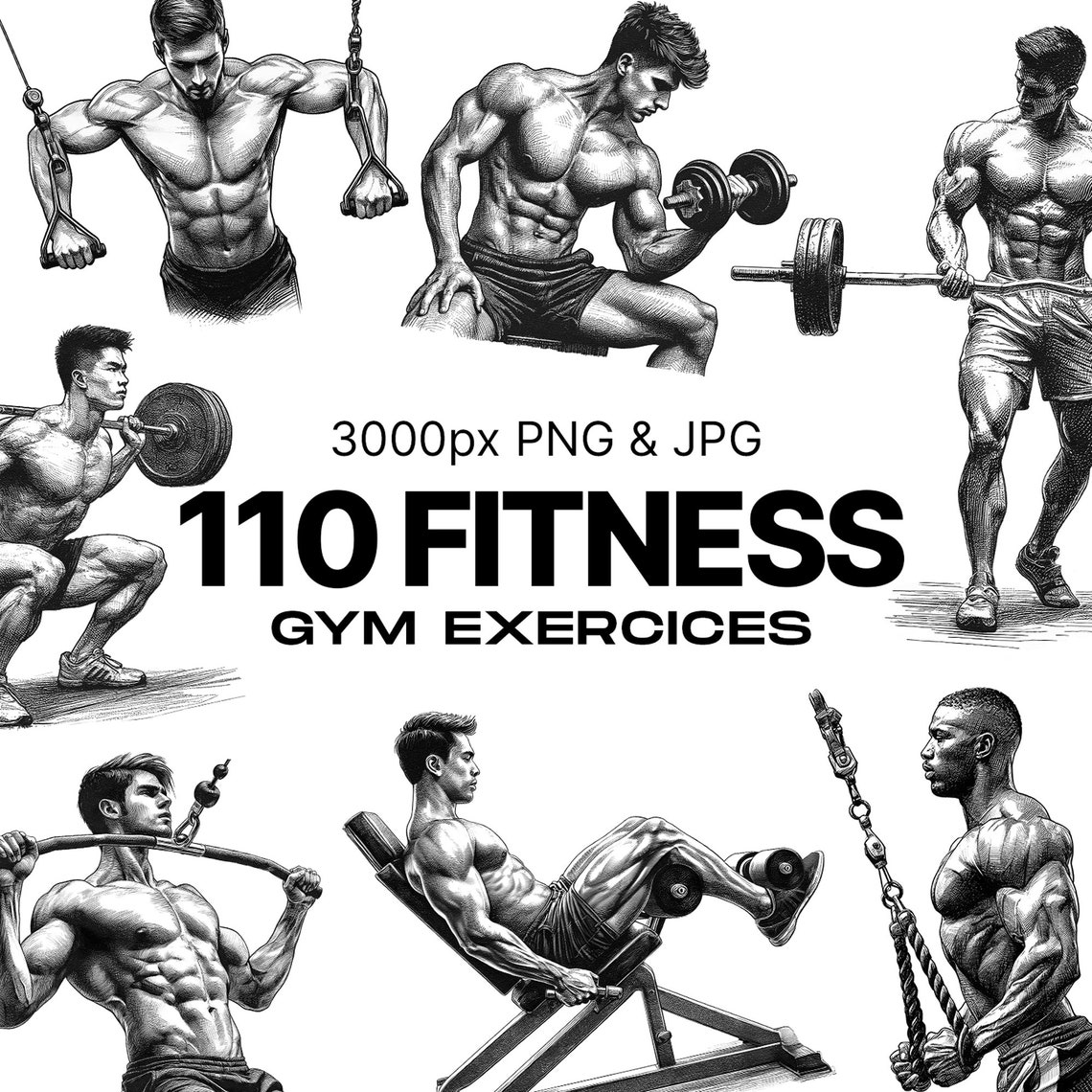 Fitness Gym Exercises Illustration, Men Workout Images, Transparent PNG ...