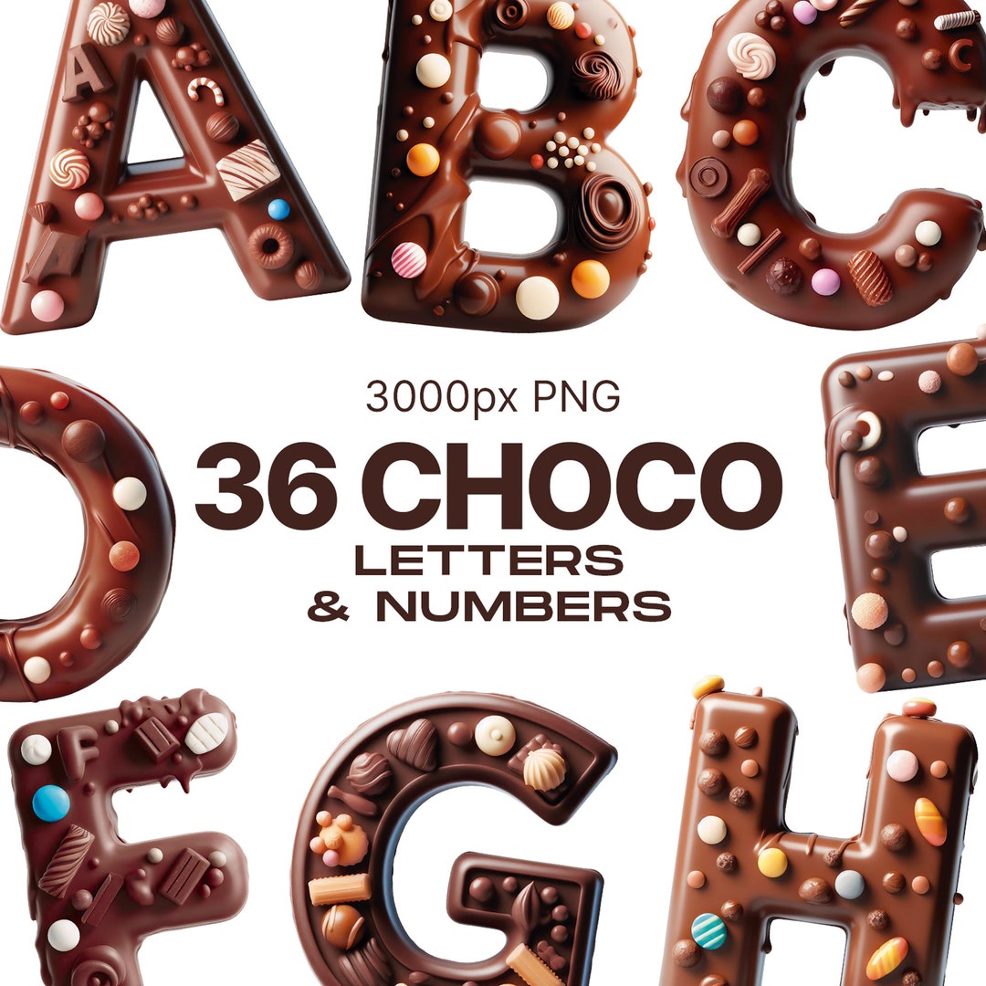Chocolate Letters and Numbers PNG, Funny Font Bundle, Decorative ...
