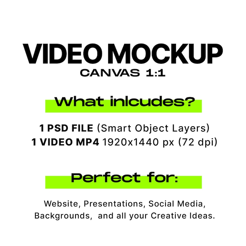 Animated Video Canvas Mockup: 1x1 Canvas Mockup, Seamless Loop ...