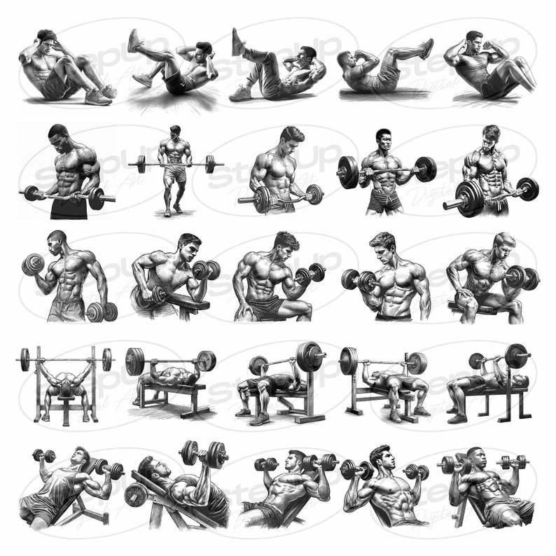 Fitness Gym Exercises Illustration, Men Workout Images, Transparent PNG ...