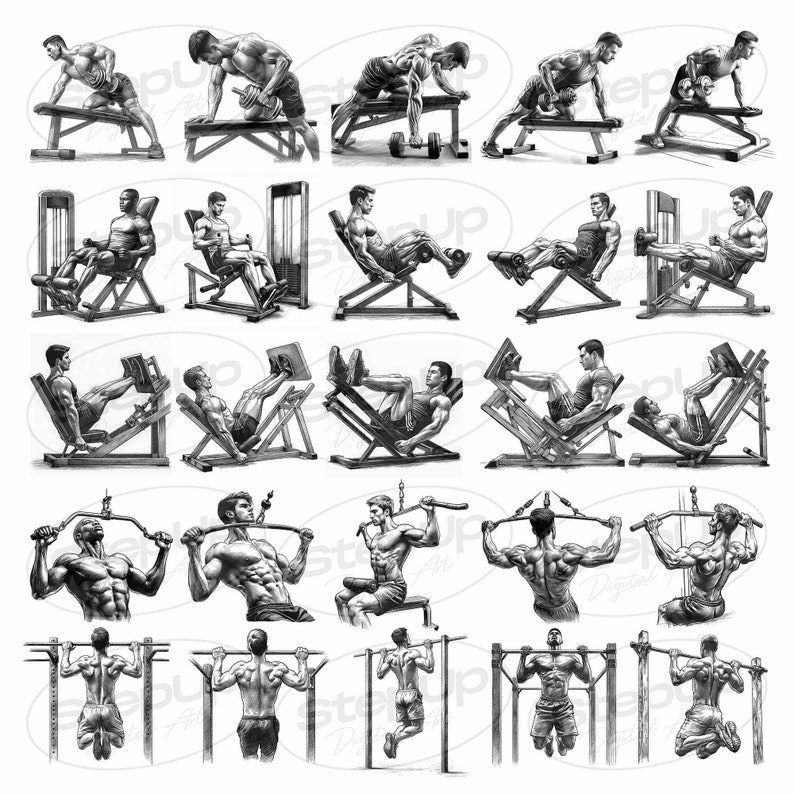 Fitness Gym Exercises Illustration, Men Workout Images, Transparent PNG ...