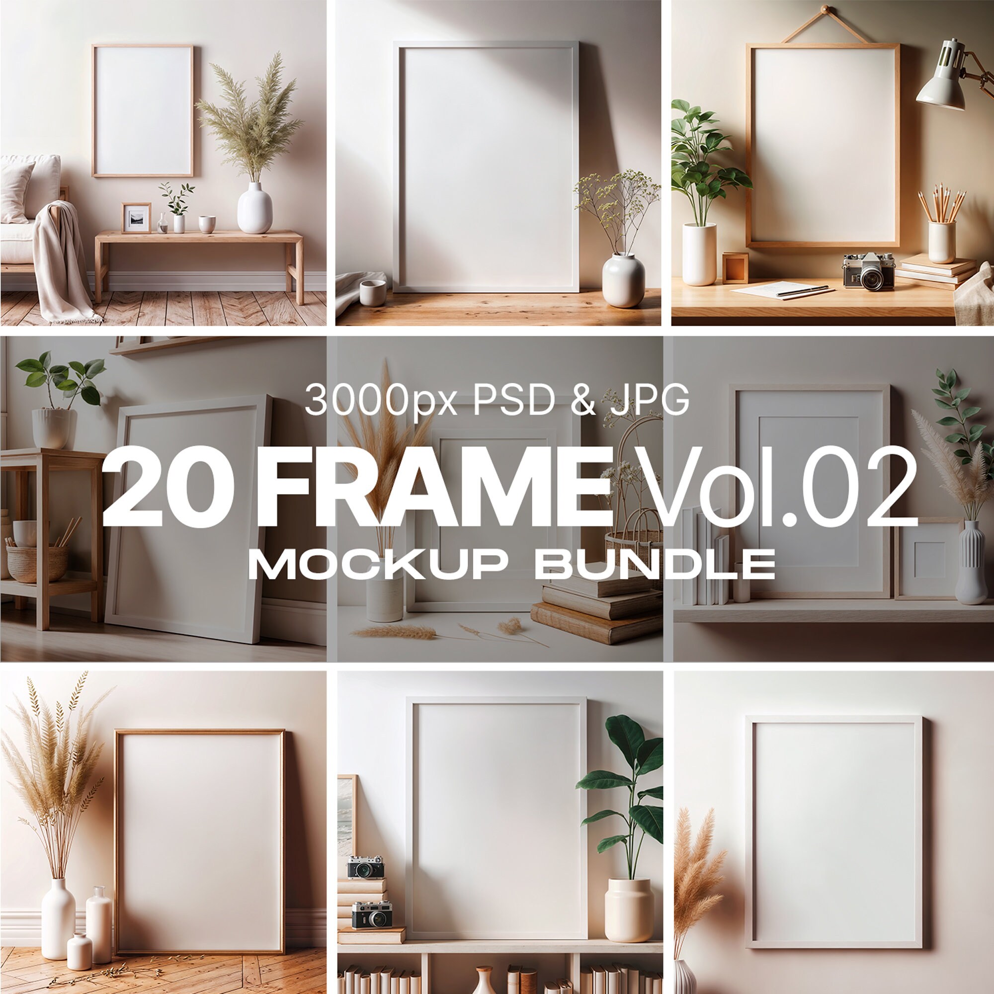 Frame Mockup Bundle, Photoshop Vertical Frame Mockup for Art and Prints ...