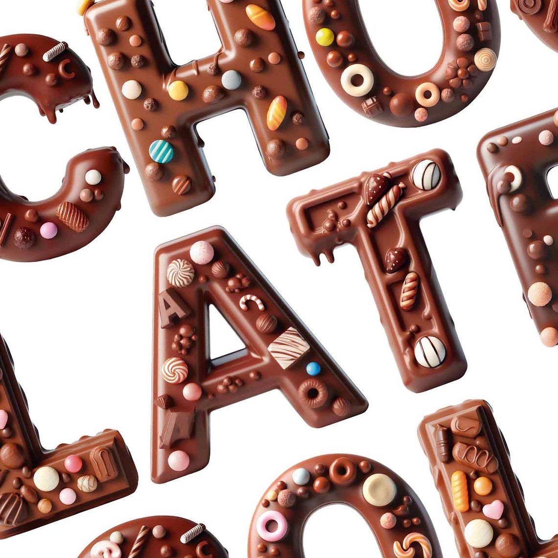 Chocolate Letters and Numbers PNG, Funny Font Bundle, Decorative ...