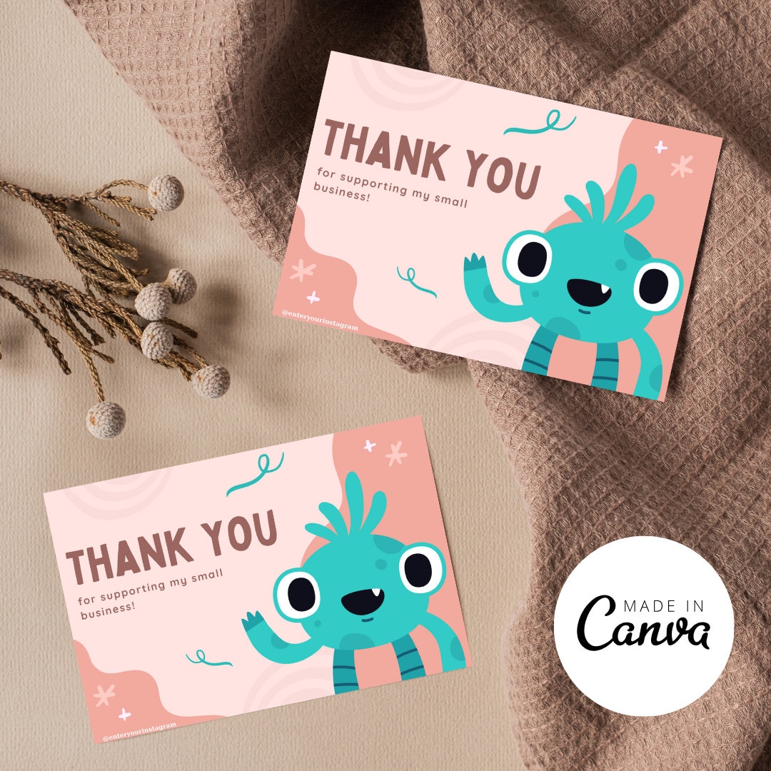Editable Thank You Card Templates Canva Instant Download - Etsy Canada