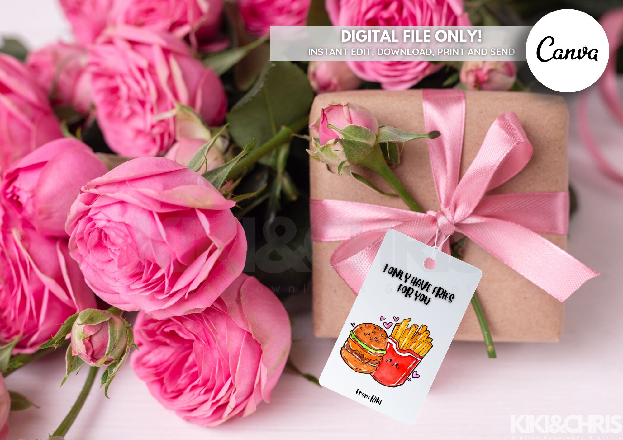 Editable Printable Valentines Day Cute Food Gift Tag Set, Valentine ...