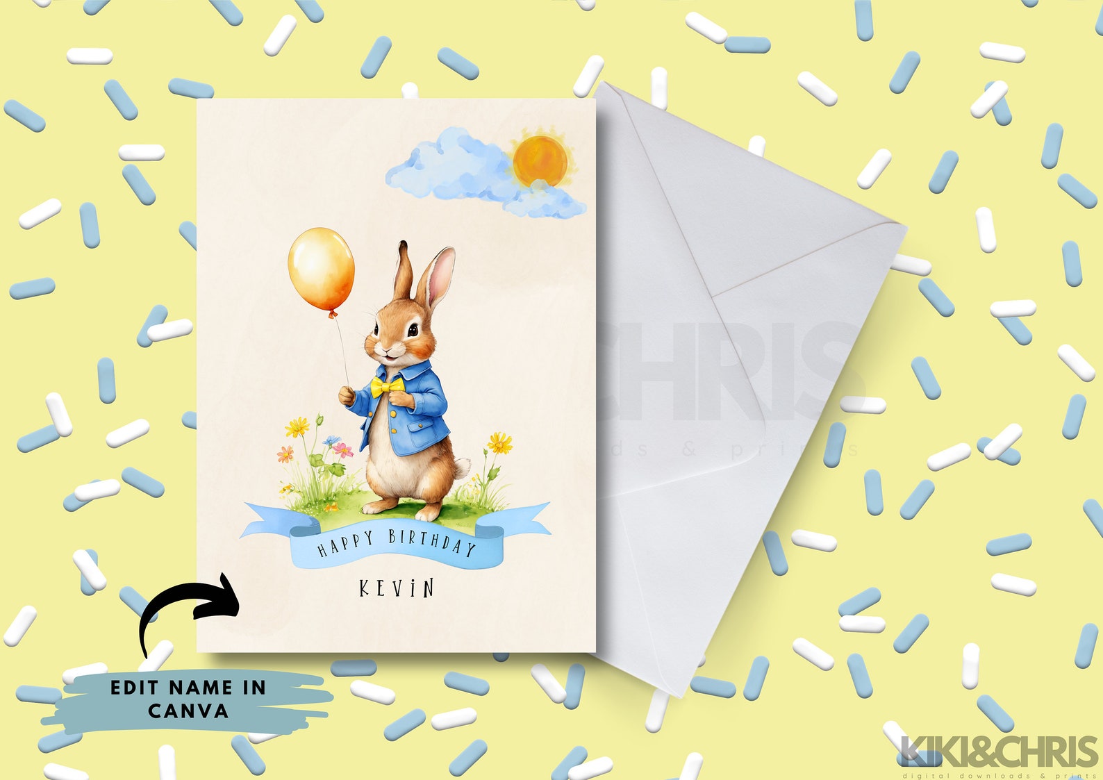 Personalized Peter Rabbit Birthday Card, Kids Custom Birthday Card ...