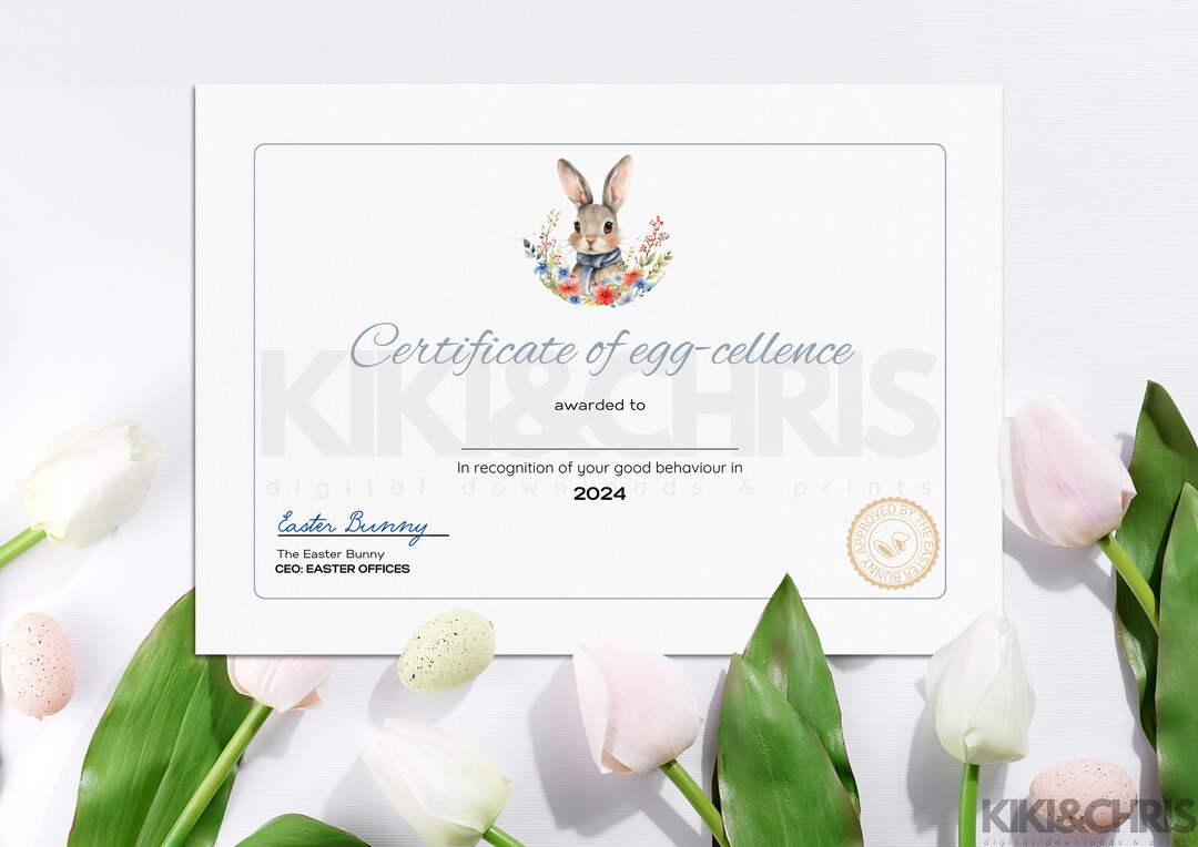 Editable Printable Certificate of Egg-cellence From Easter Bunny, Boy ...