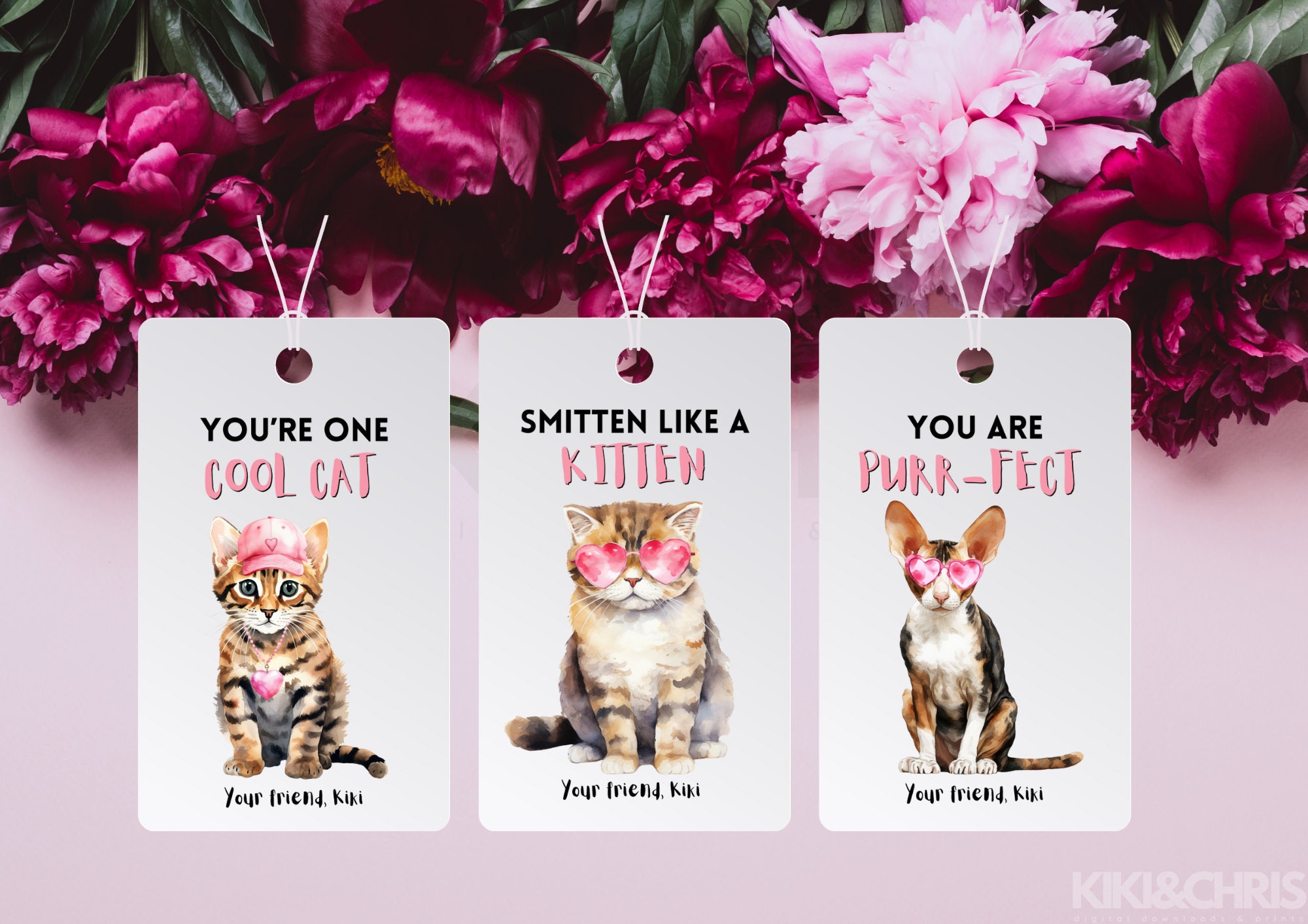 Editable Printable Valentines Day Cat Pun Gift Tag Set, Funny Cat Gift ...