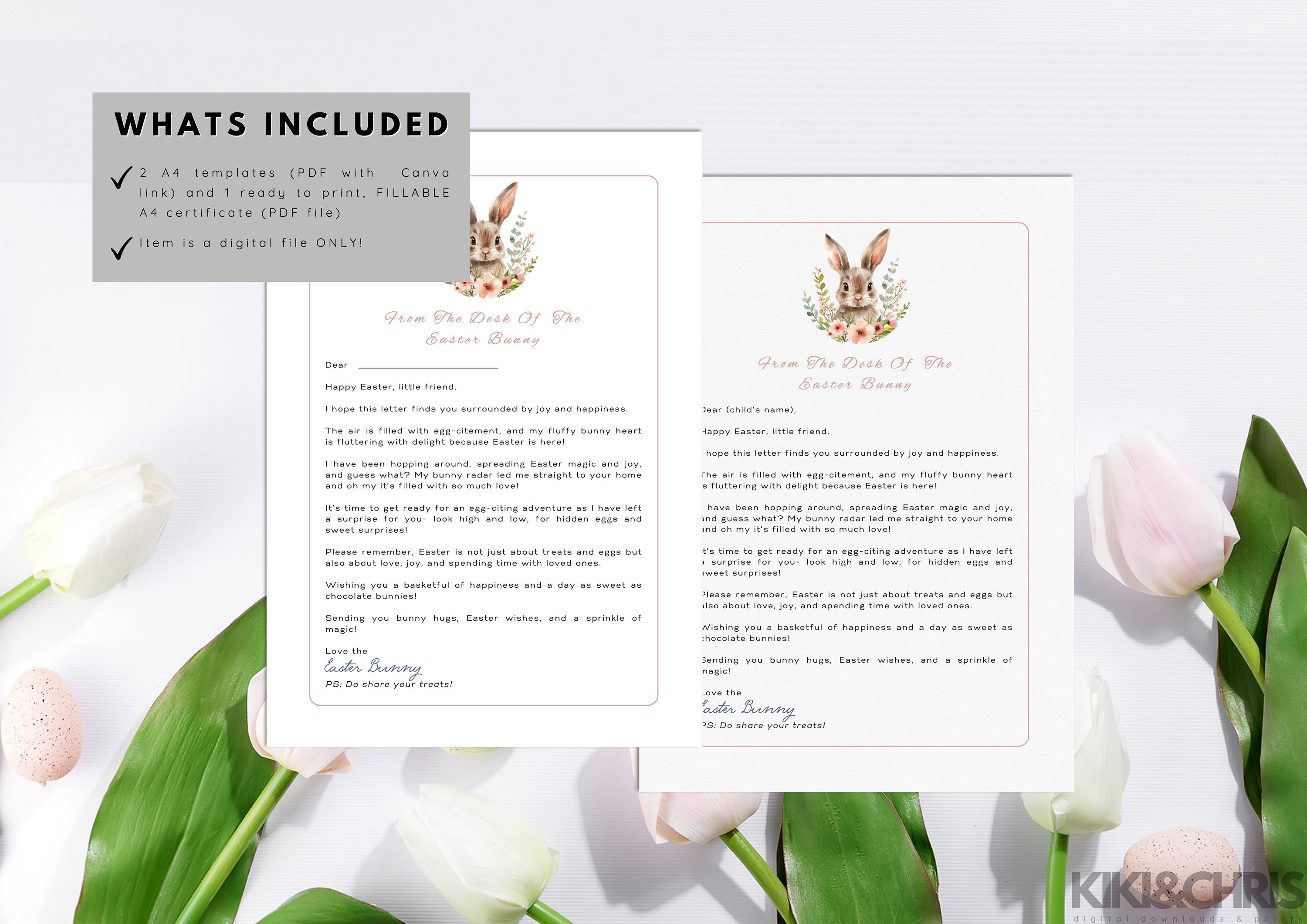Printable Editable Letter From Easter Bunny, Girl Easter Bunny Letter ...