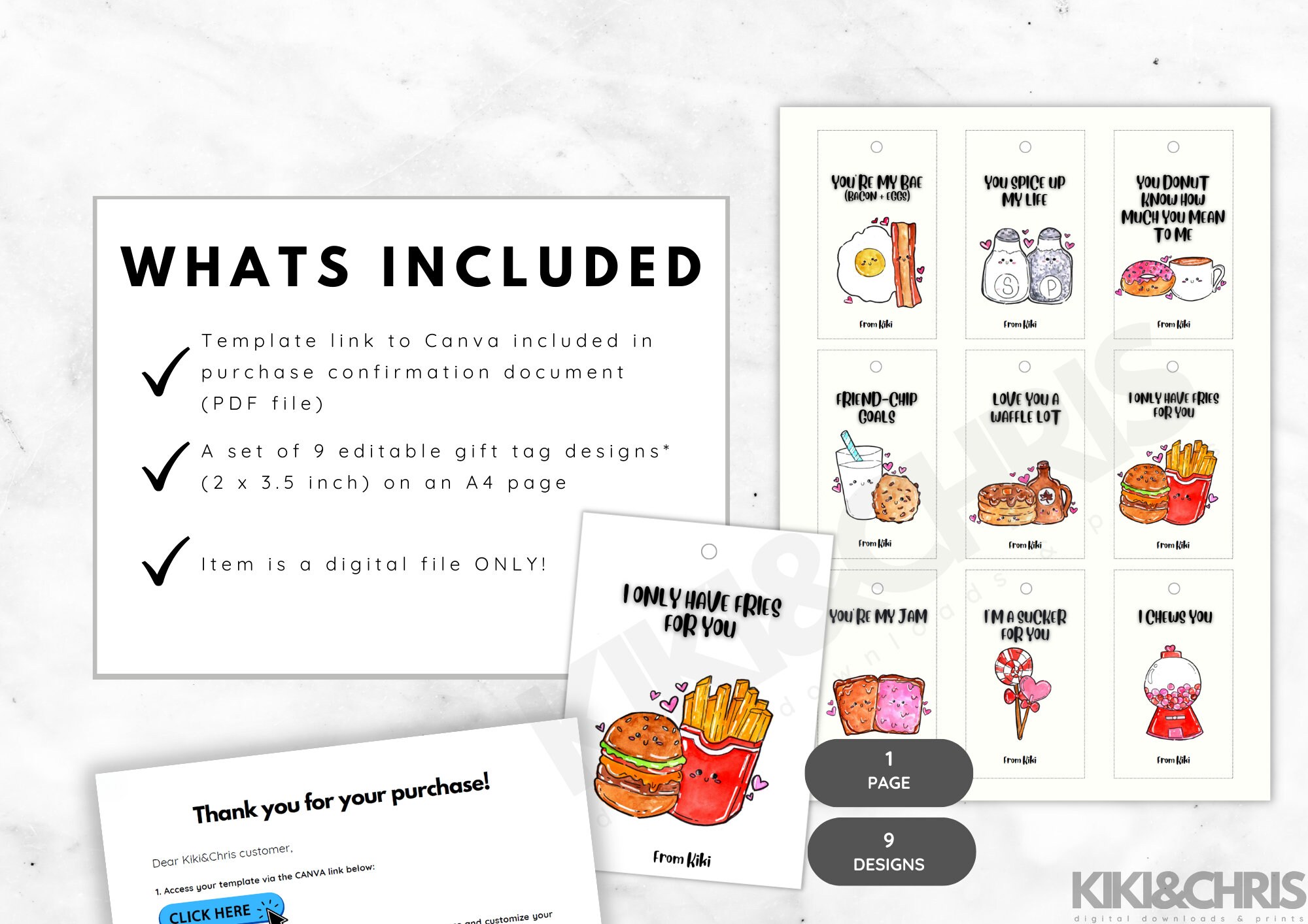 Editable Printable Valentines Day Cute Food Gift Tag Set, Valentine ...