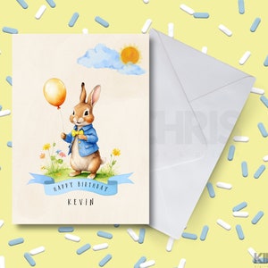 Personalized Peter Rabbit Birthday Card, Kids Custom Birthday Card ...