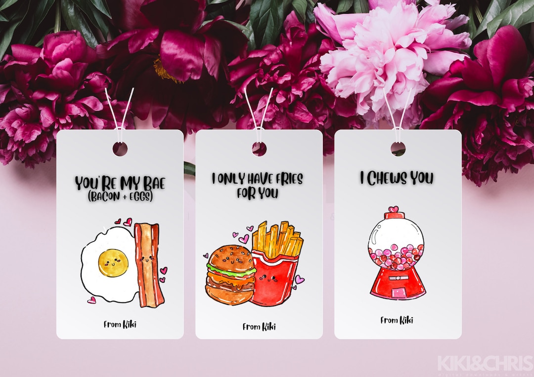 Editable Printable Valentines Day Cute Food Gift Tag Set, Valentine ...