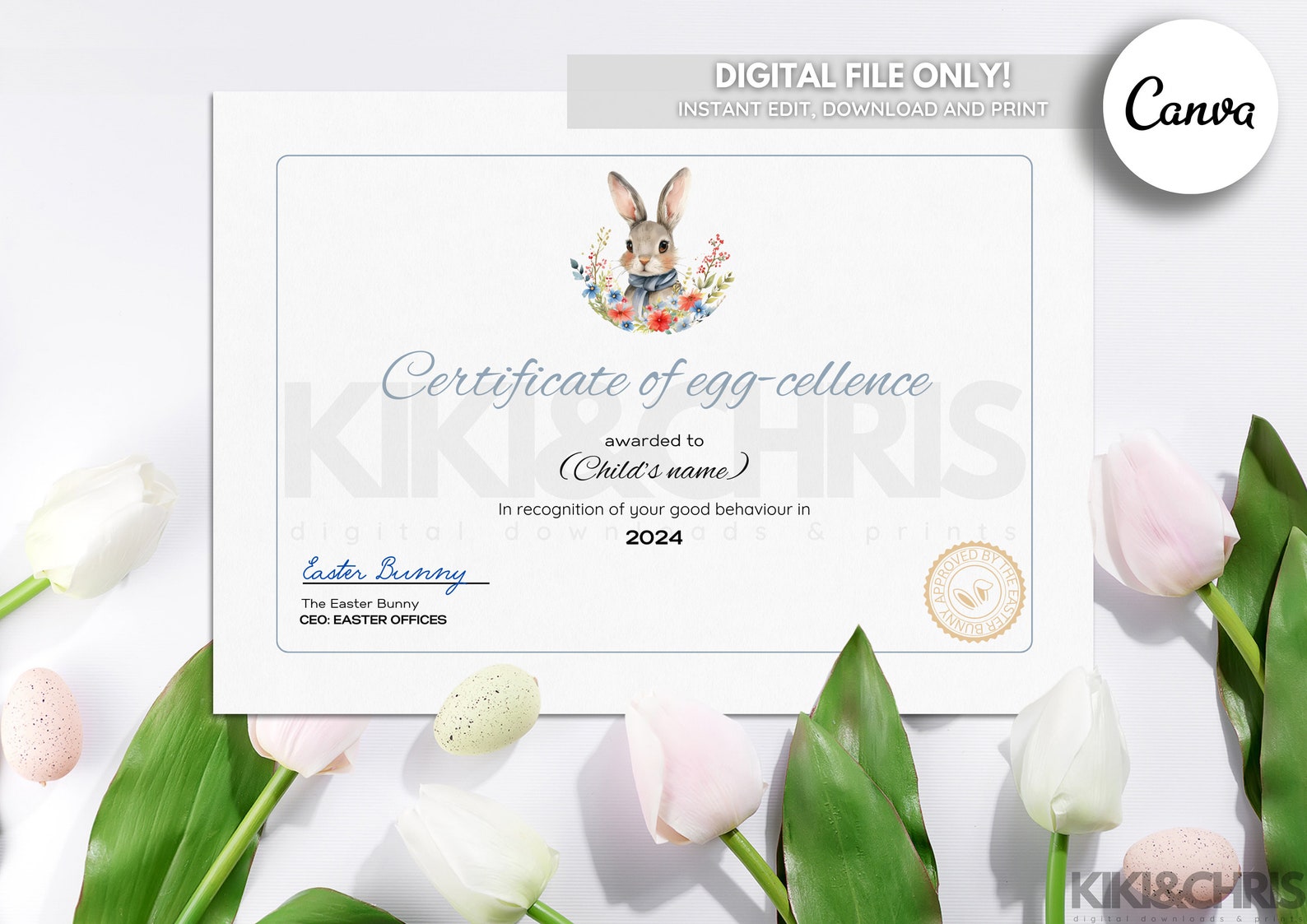 Editable Printable Certificate of Egg-cellence From Easter Bunny, Boy ...