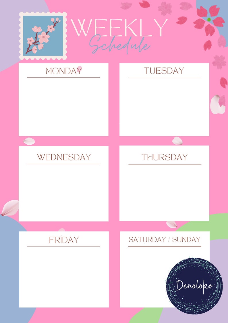 Weekly Planner Cherry Blossom - Etsy