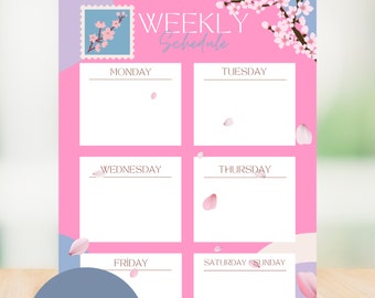 Cherry Blossom Weekly Planner Printable - Etsy