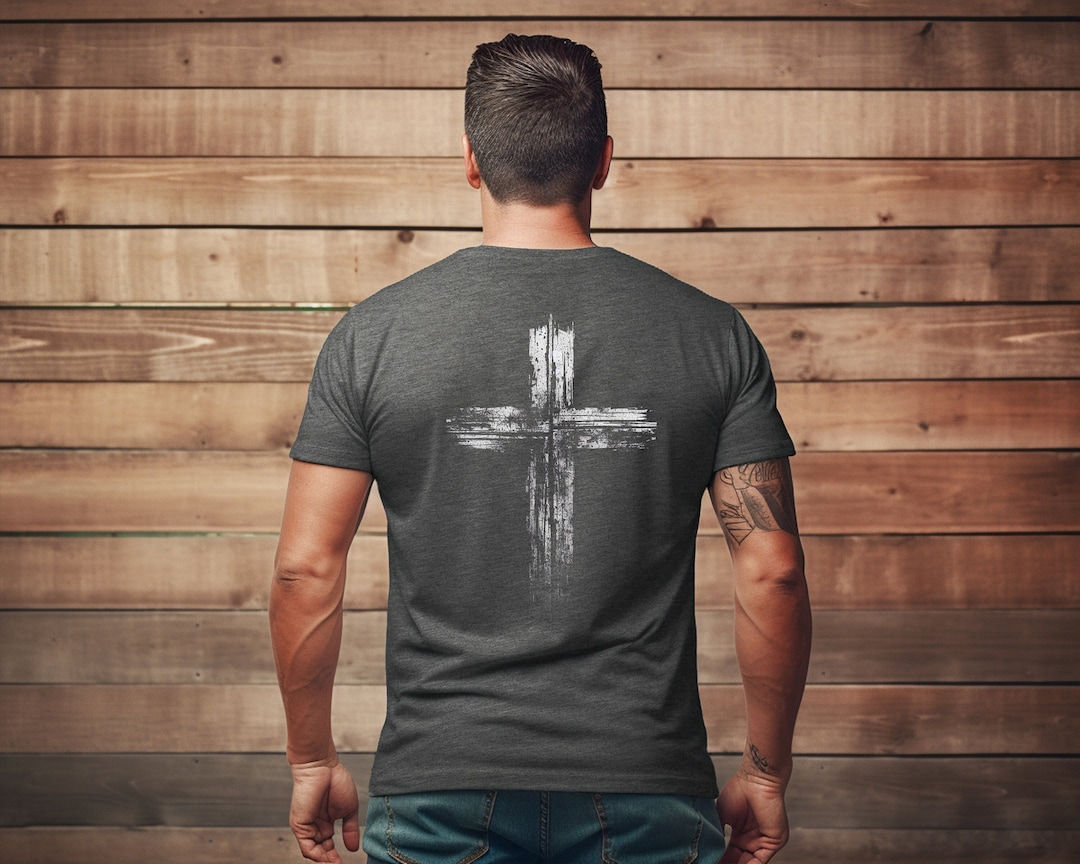 Rugged Cross Christian T-shirt, Minimalist Faith Apparel - Etsy