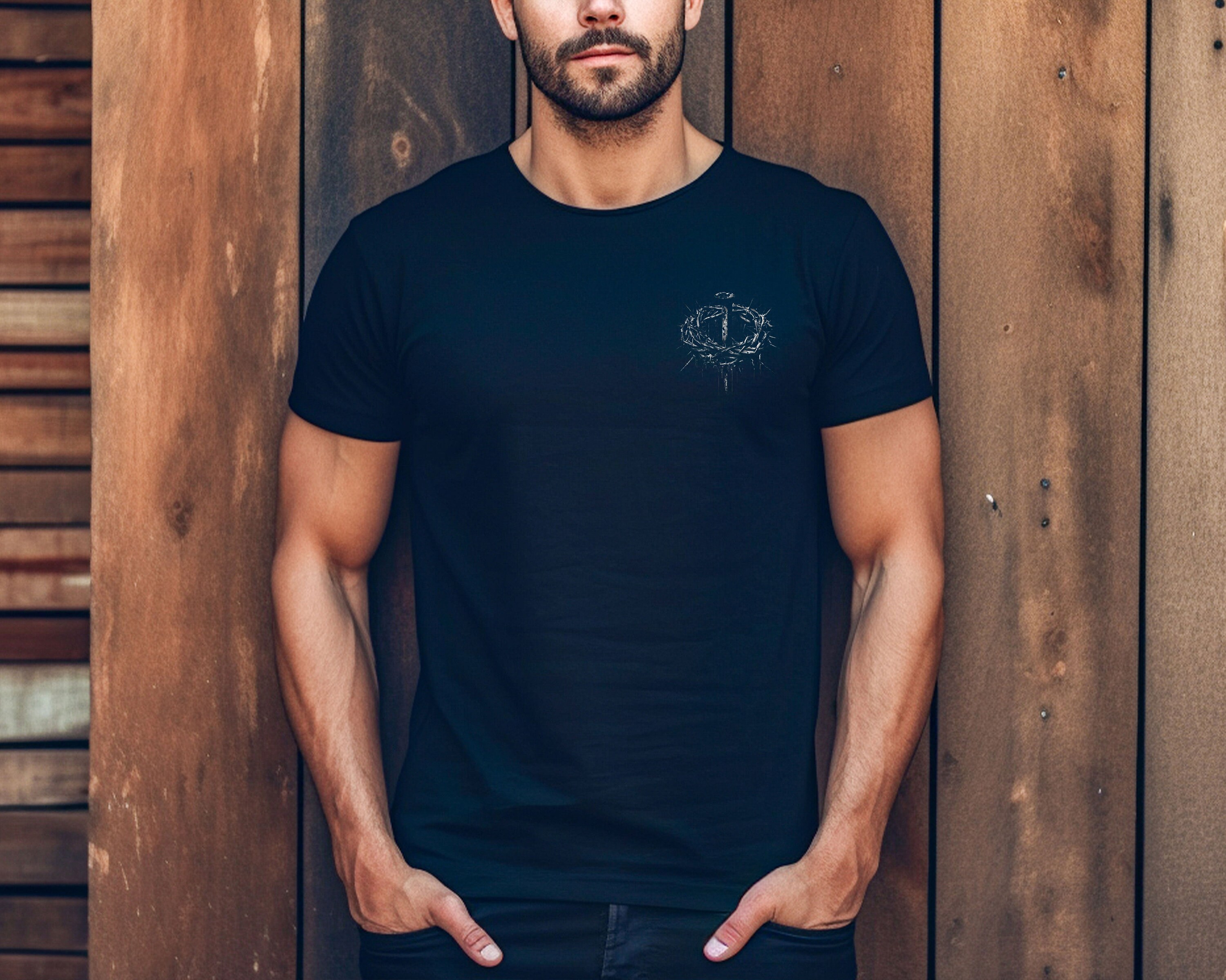 Rugged Crown of Thorns Minimalist Mens and Womens Christian T-shirt ...