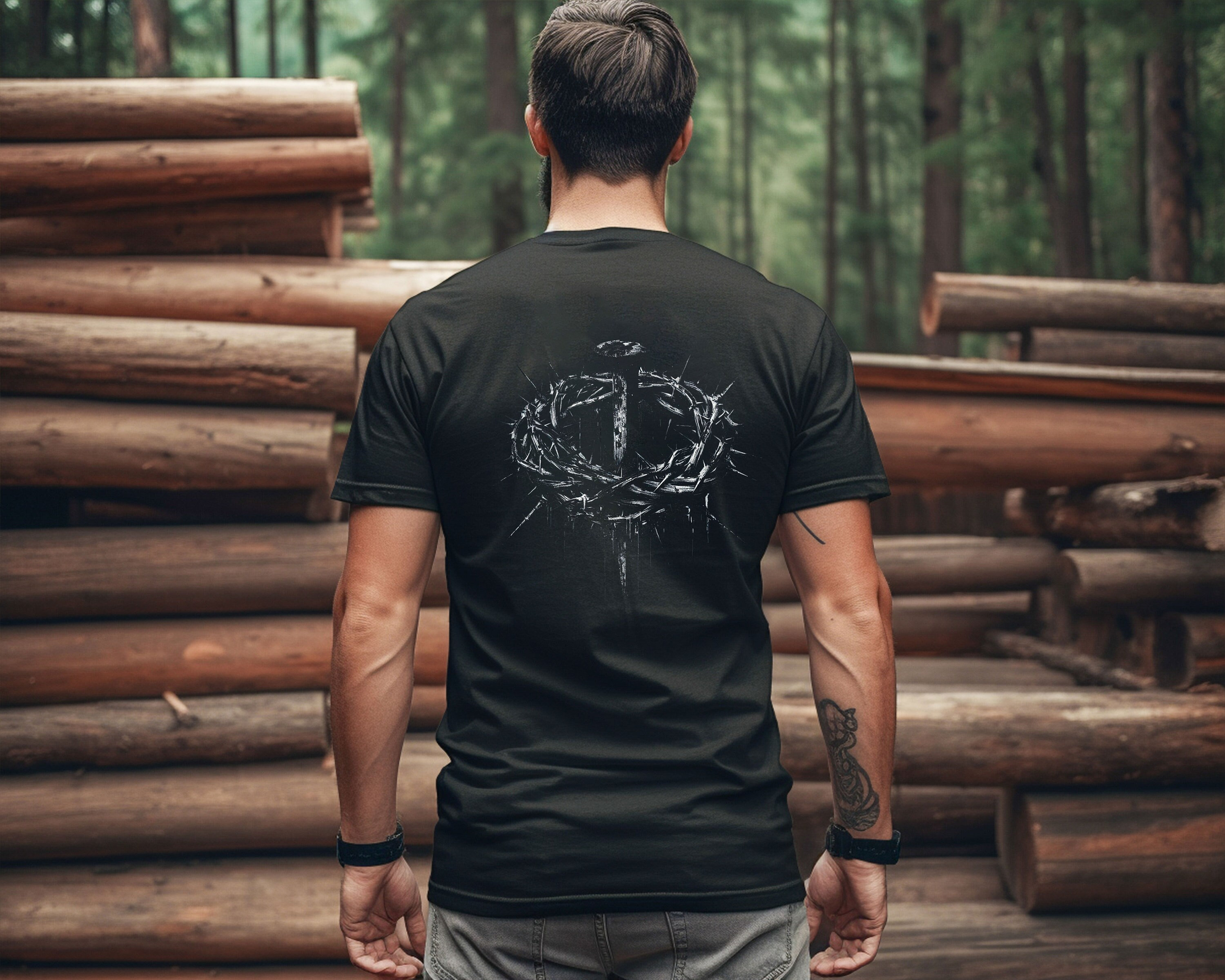 Rugged Crown of Thorns Minimalist Mens and Womens Christian T-shirt ...
