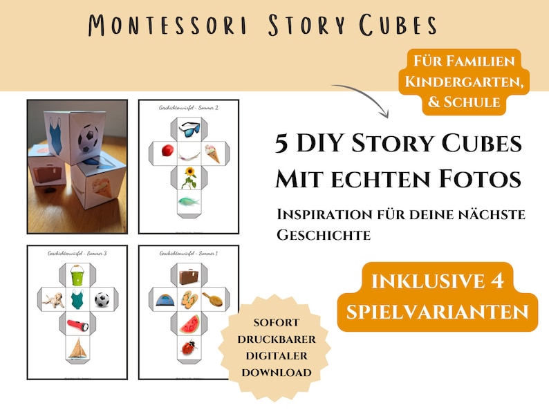 DIY Story Cubes, Real Photos, Instant Printable PDF, Montessori ...