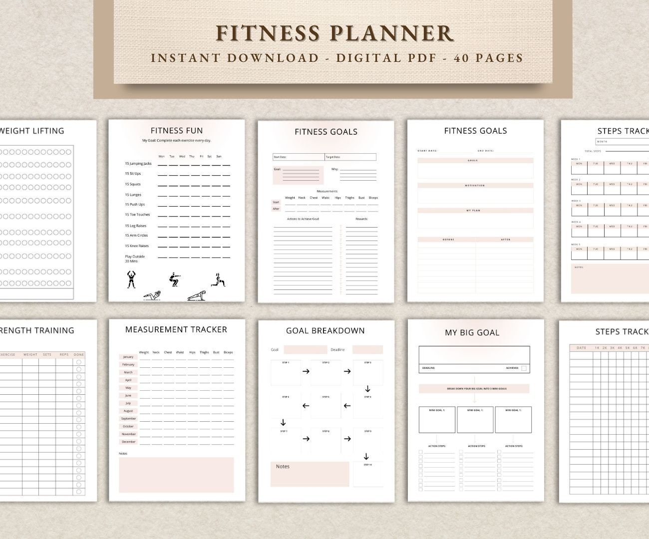Fitness Planner| Wellness Planner| Workout Planner| Workout Tracker ...
