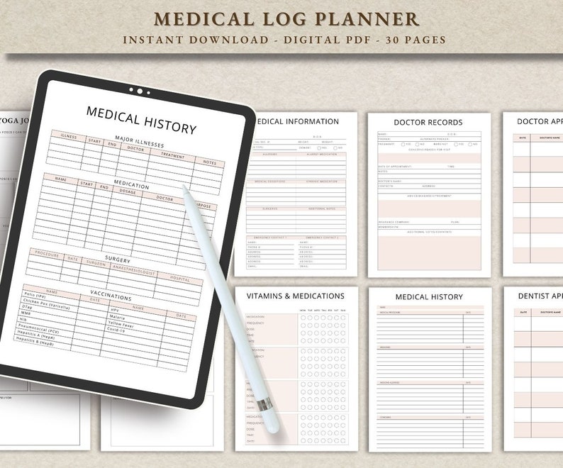 Digital Medical Planner Template | Healthcare Planner | Health Planner ...