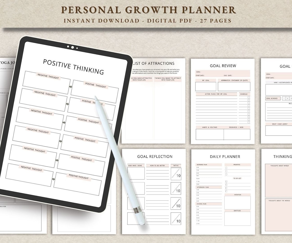Personal Growth Journal Template, Editable Canva Template, Personal ...