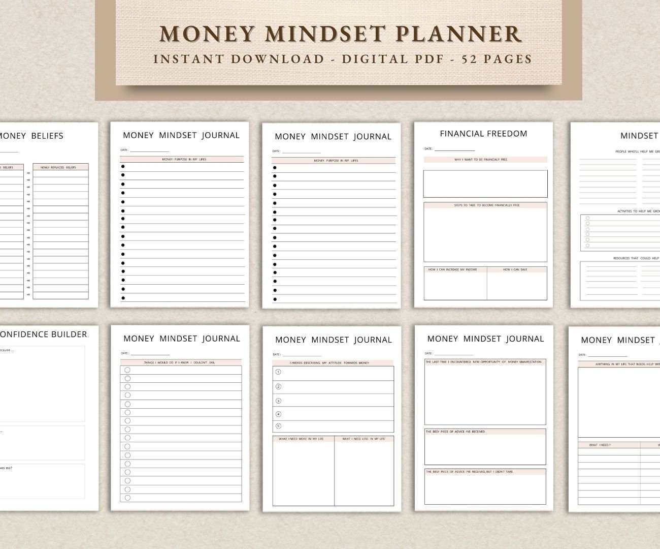 Money Manifestation Journal, Prompts for Money Mindset, Done for You ...