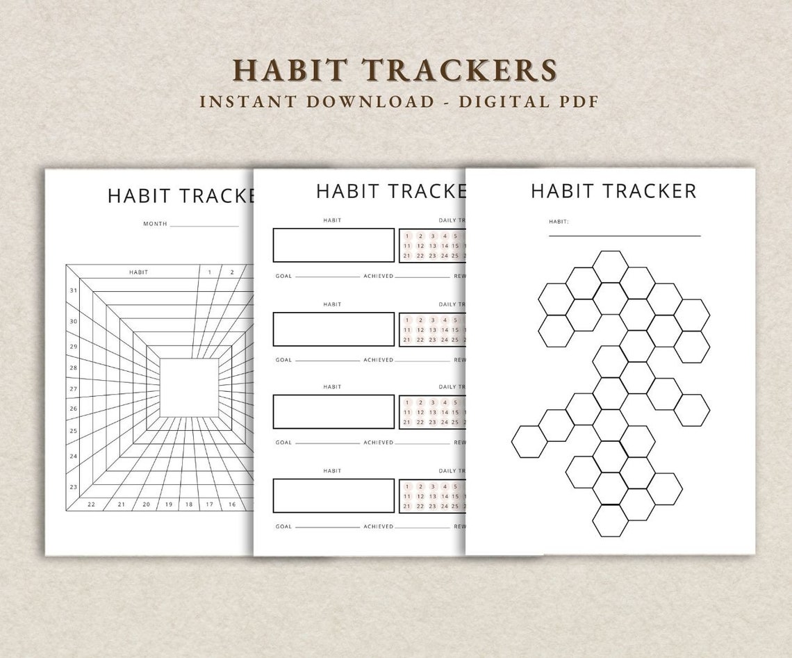 2023 Habit Tracker Printable | Habit Tracker Digital | Yearly, Monthly ...