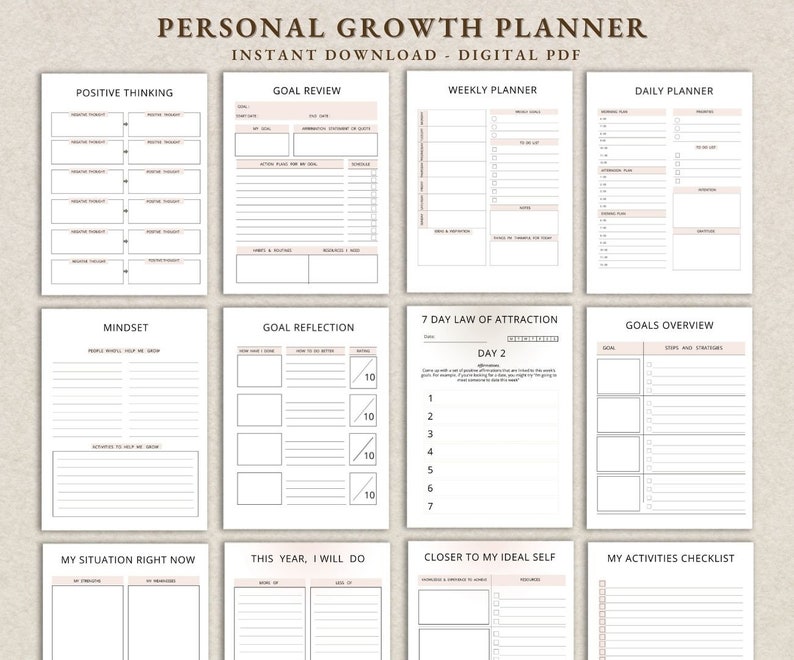 Personal Growth Journal Template, Editable Canva Template, Personal ...