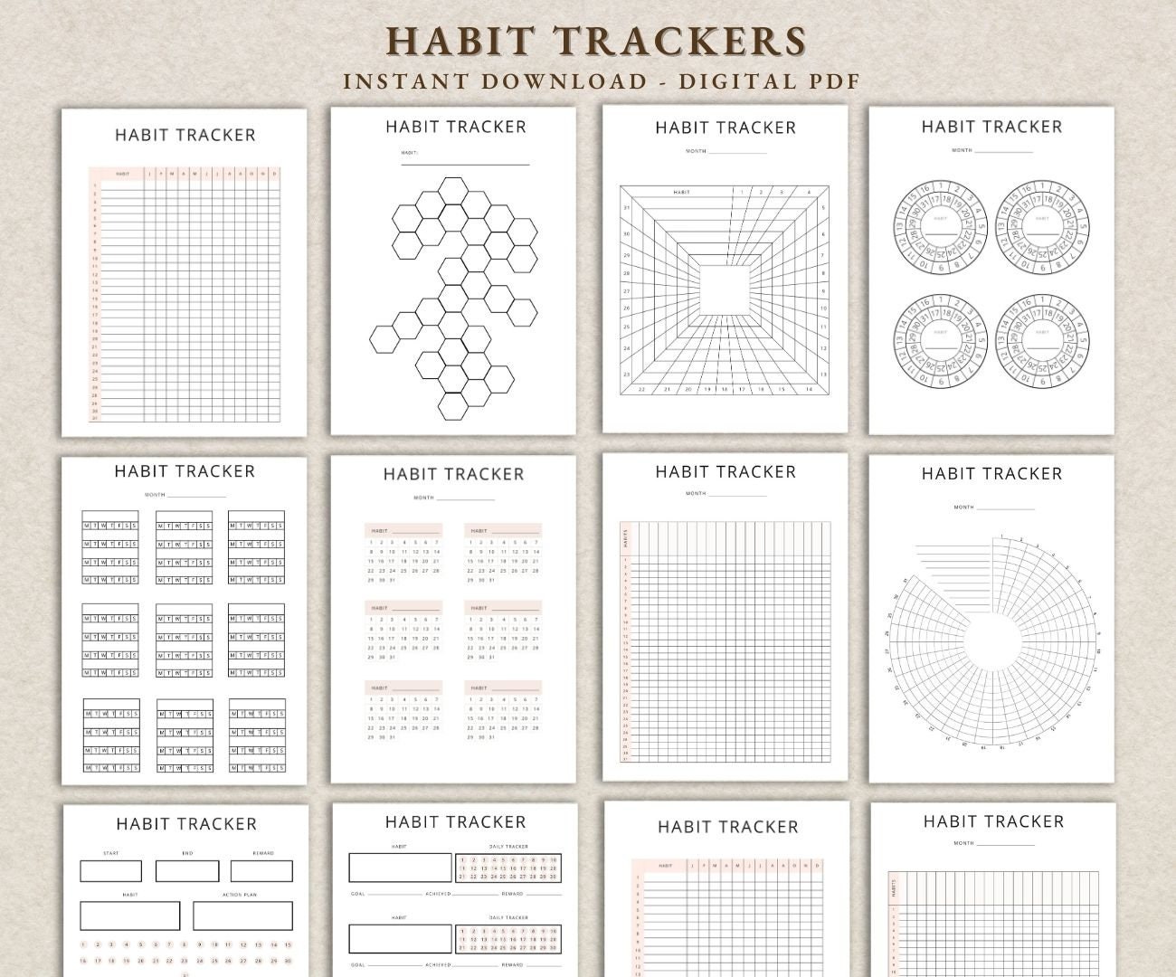2023 Habit Tracker Printable | Habit Tracker Digital | Yearly, Monthly ...