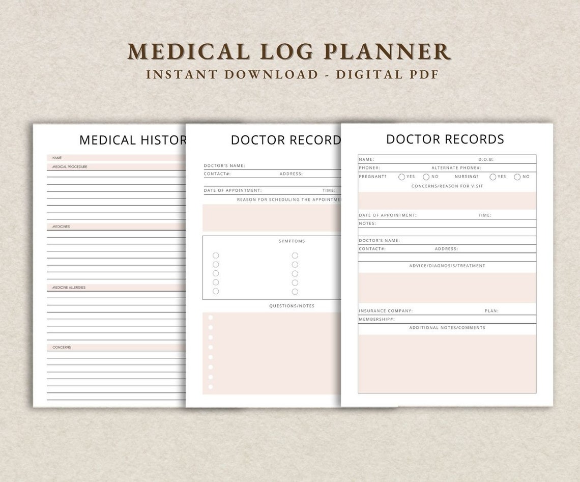 Digital Medical Planner Template | Healthcare Planner | Health Planner ...
