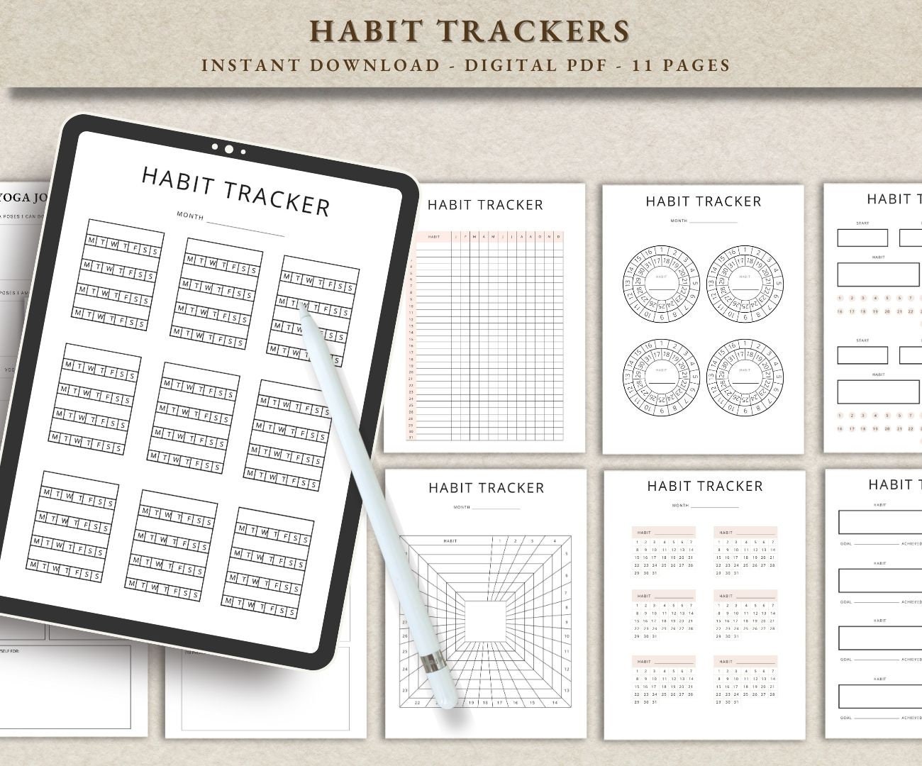 2023 Habit Tracker Printable | Habit Tracker Digital | Yearly, Monthly ...