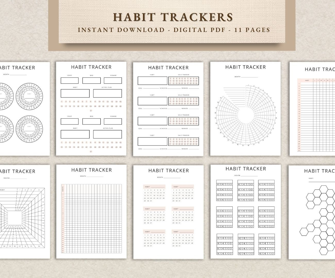 2023 Habit Tracker Printable | Habit Tracker Digital | Yearly, Monthly ...