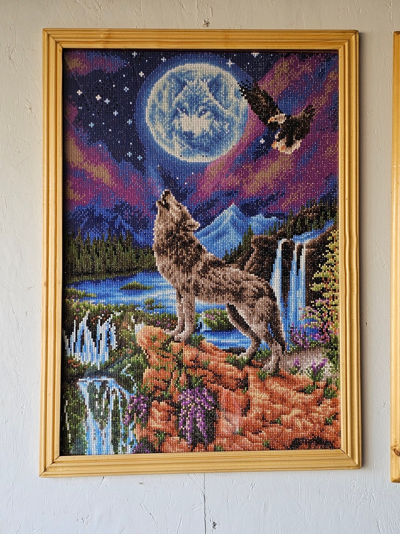 Wolf Diamond Dots Poster - Etsy