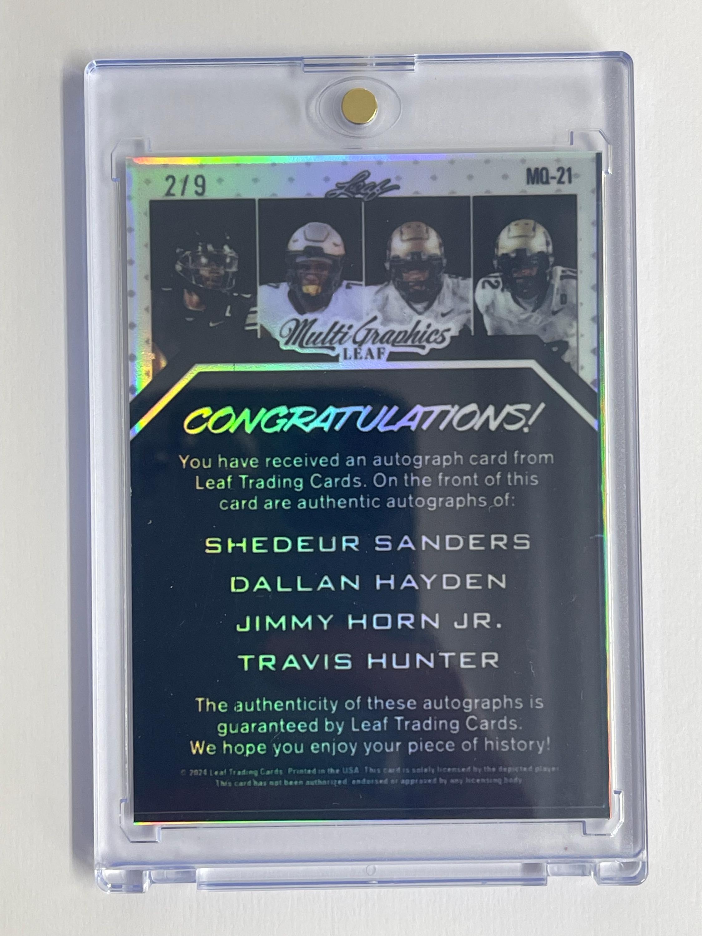Shedeur Sanders Travis Hunter Horn Jr. Quad (facsimile Auto) (reprint ...