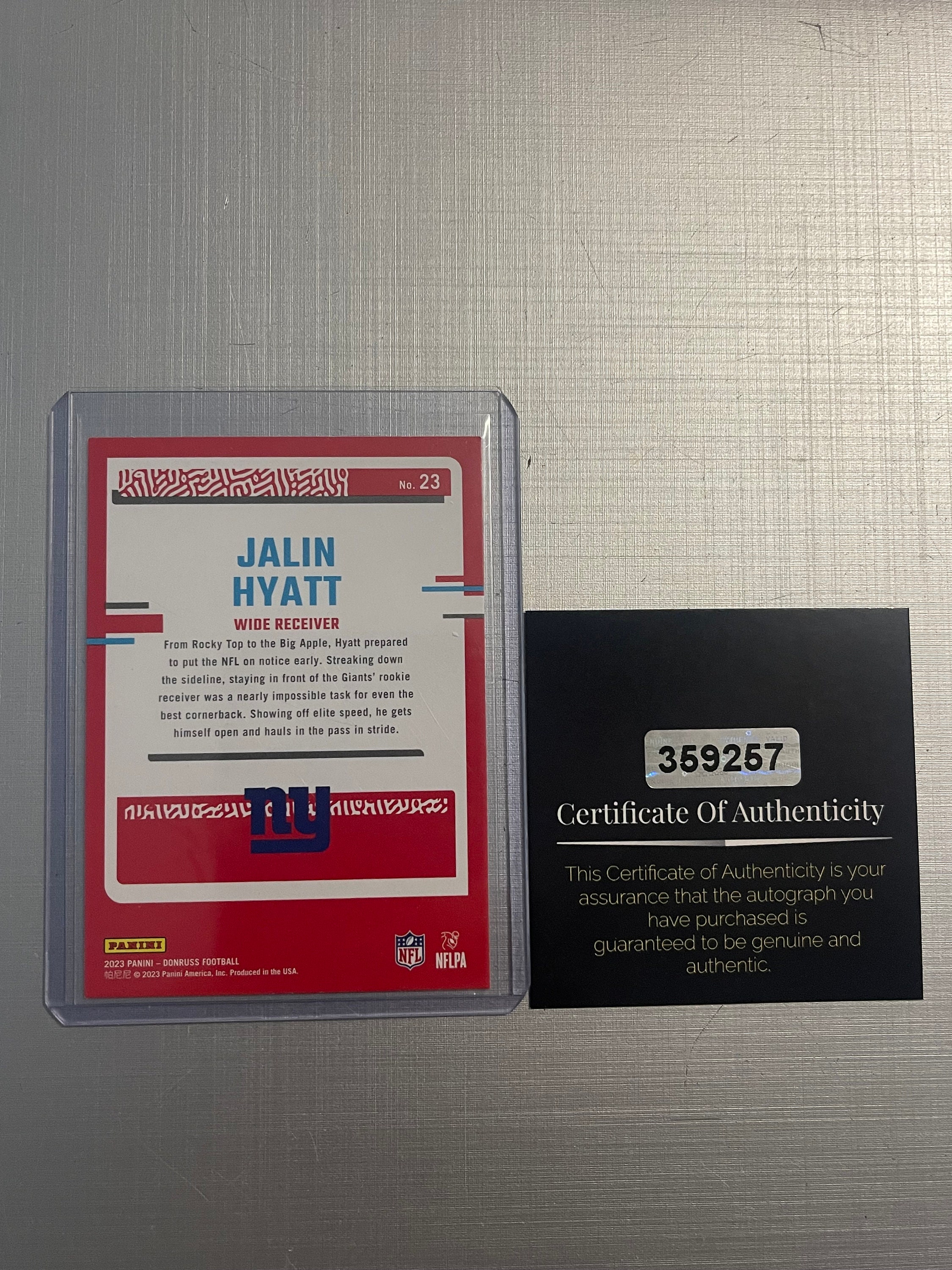 Jaylin Hyatt Autograph New York Giants Football Card With COA - Etsy