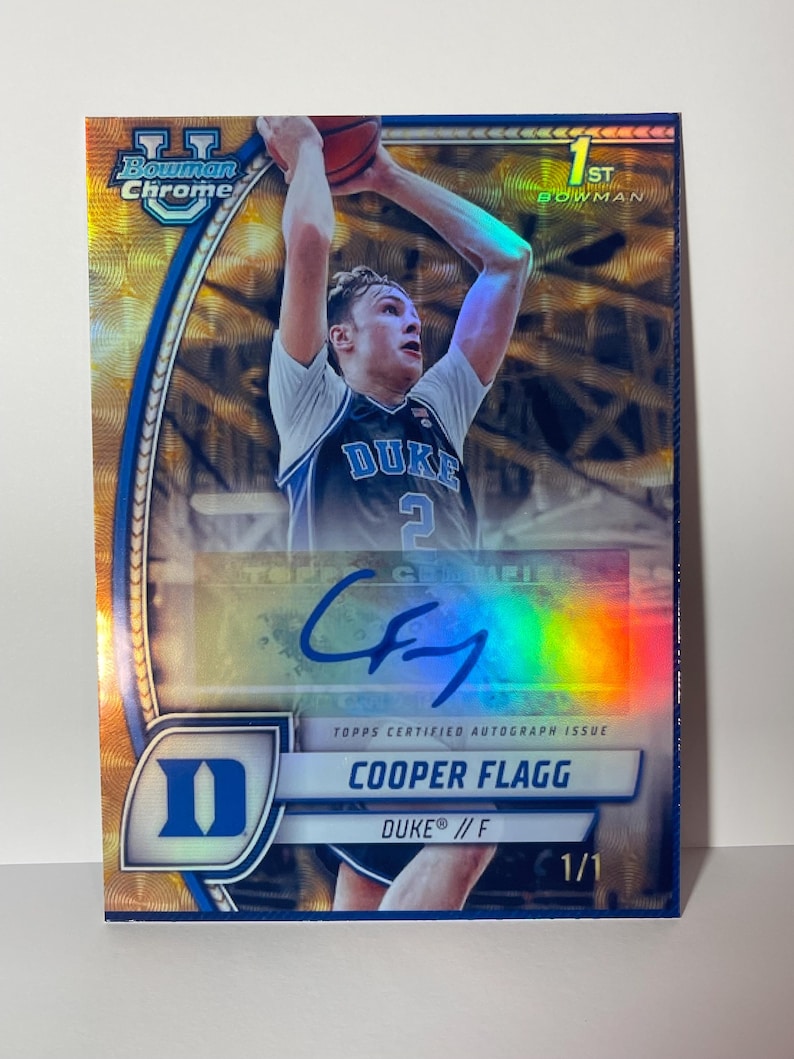 Cooper Flagg 5x7 Jumbo Refractor 1/1 Custom Novelty Tribute Card Duke ...