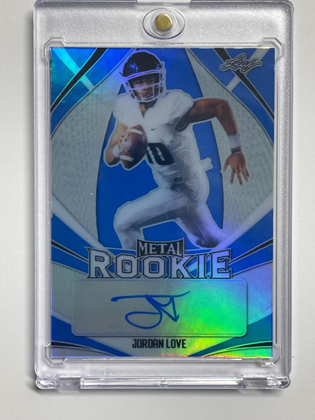Jordan Love Refractor (facsimile) Leaf Blue Metal Rookie Football Card ...