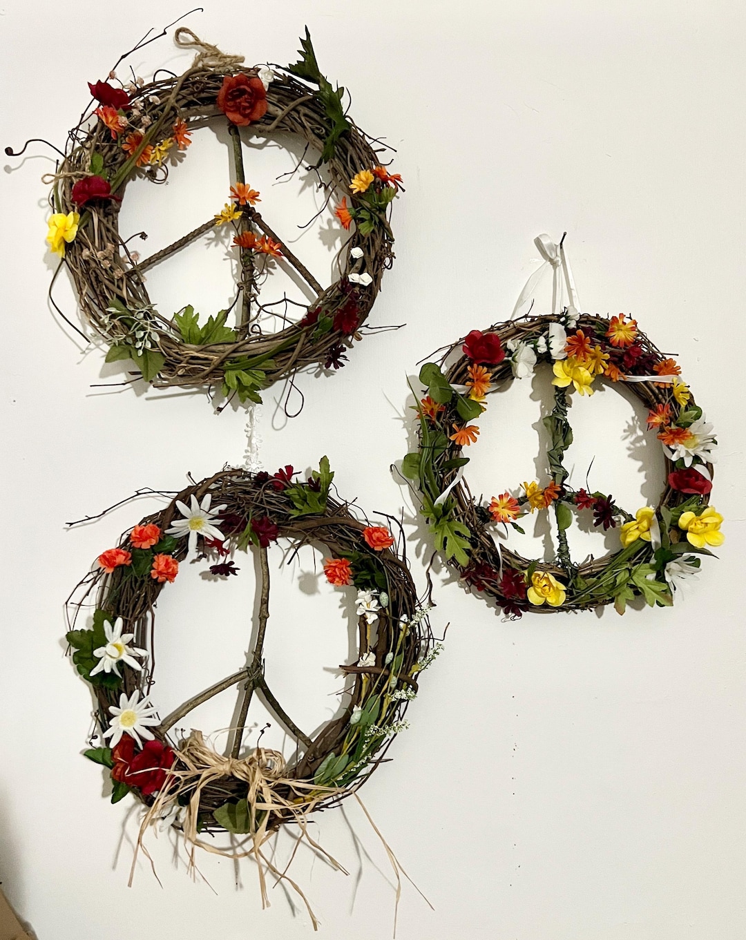 Peace Sign Floral Wreath - Etsy