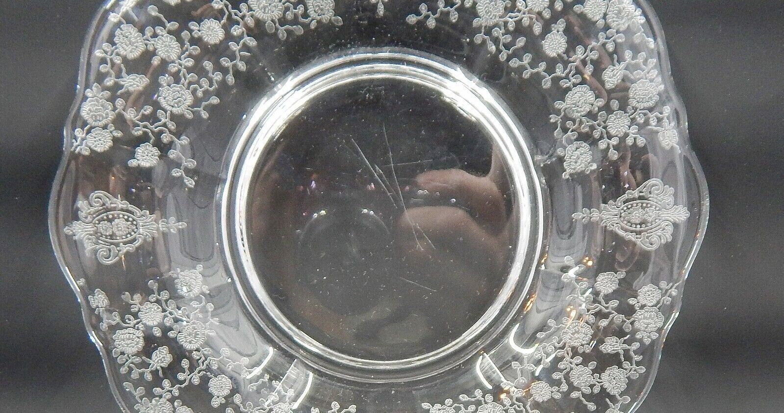 Cambridge Rose Point Pattern Etched Clear Glass Underplate 7 Inch - Etsy